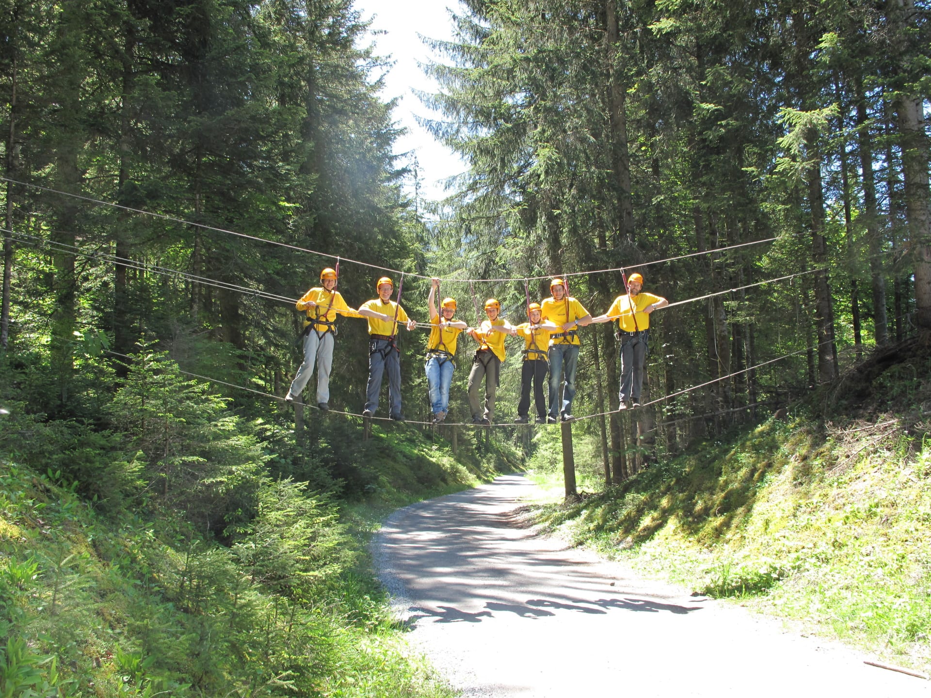 Rope bridge construction - team building | MICE Service Group ...